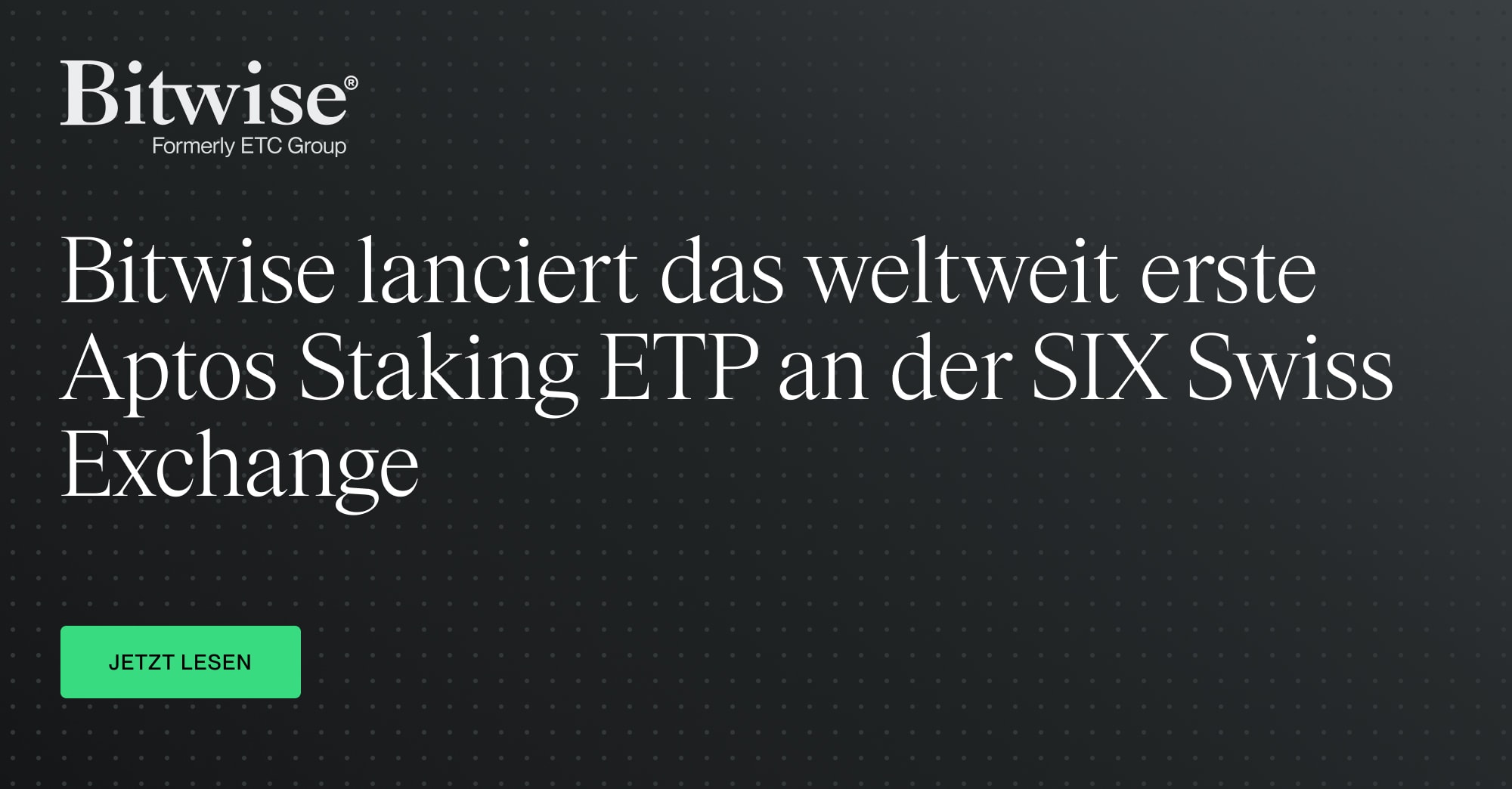 Bitwise lanciert das weltweit erste Aptos Staking ETP an der SIX Swiss Exchange | Bitwise
