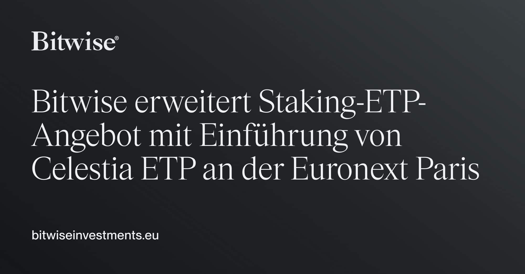 Bitwise listet Celestia Staking ETP | Bitwise
